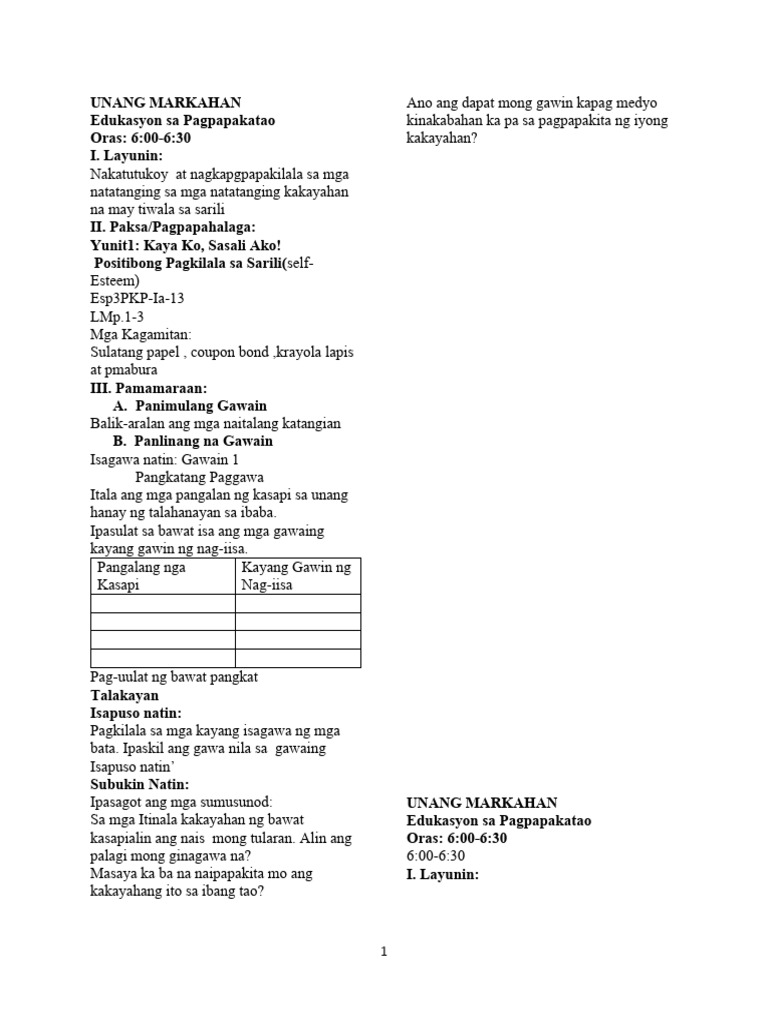 Esp 3 Lesson Plans Whole Year | PDF