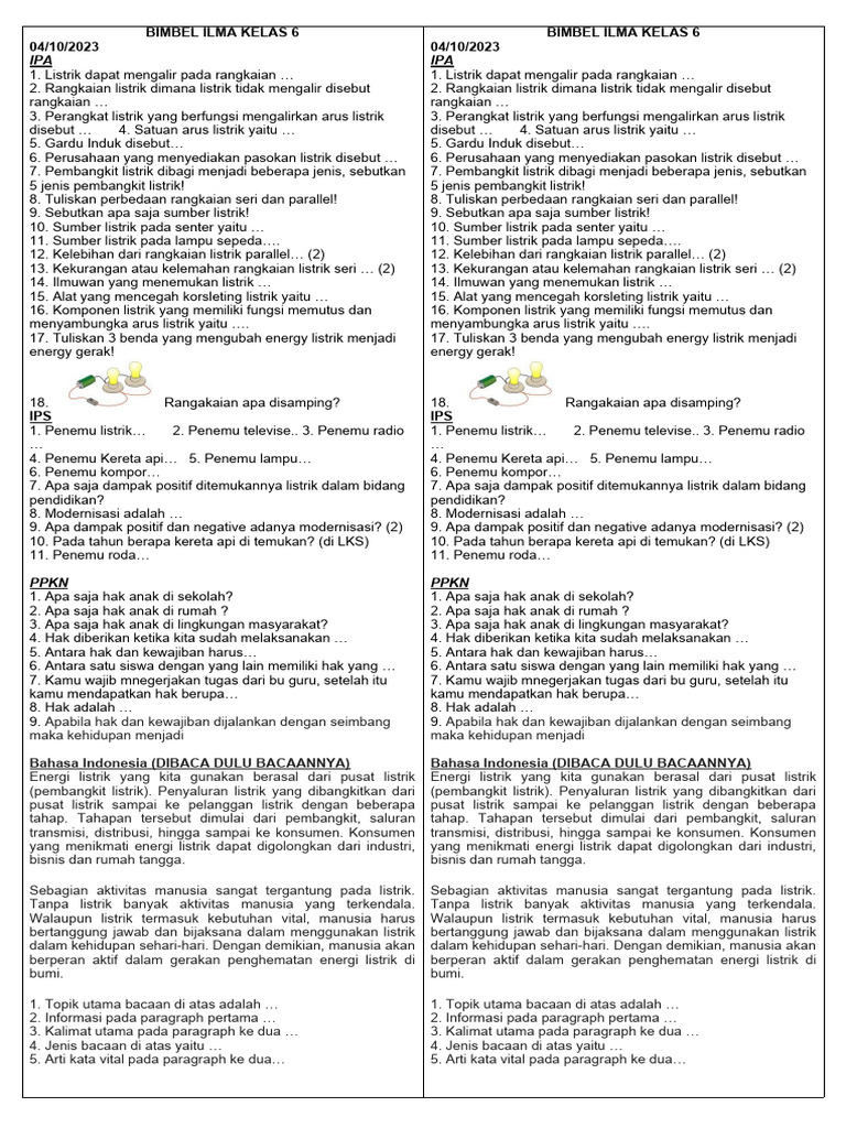 1 - Tema 3 - Kelas 6 - Ipa PPKN Ips Bindo - 2 | PDF