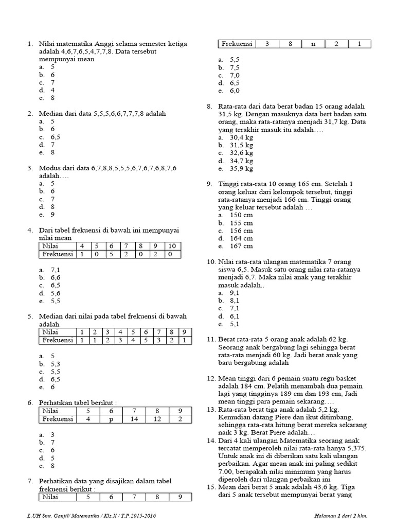 Latihan Soal Statistik SMP | PDF
