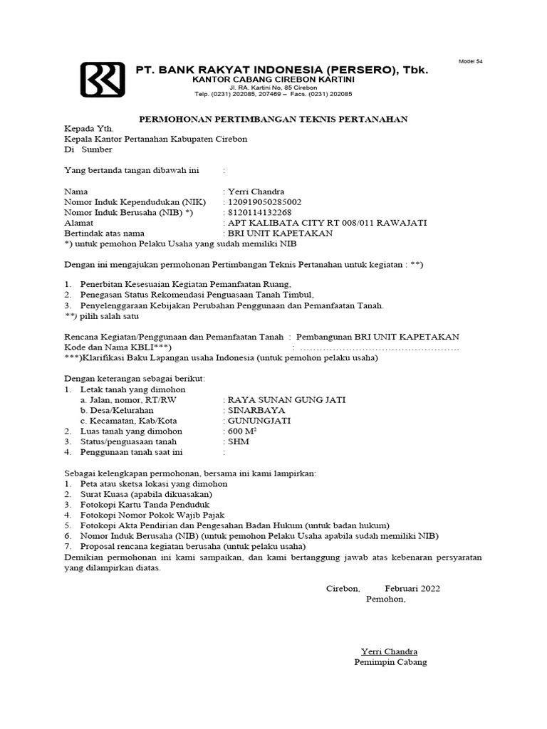 Form Permohonan Pertek | PDF