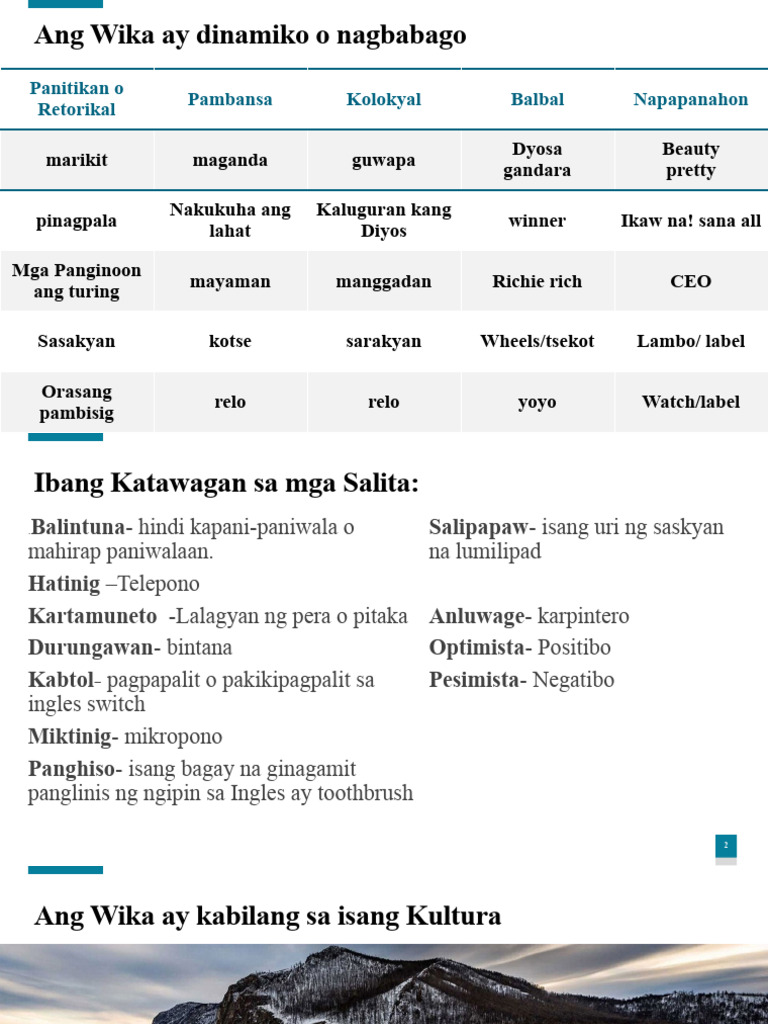 Ang Wika Ay Dinamiko o Nagbabago | PDF