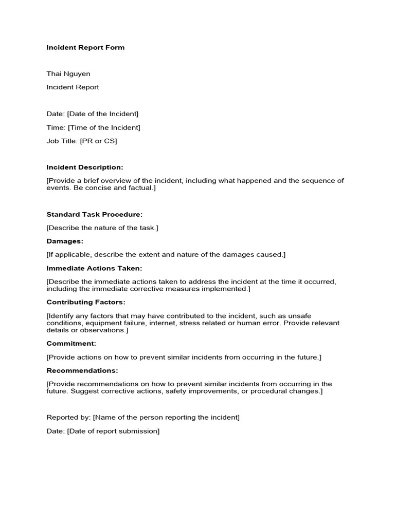Incident Report Form | PDF