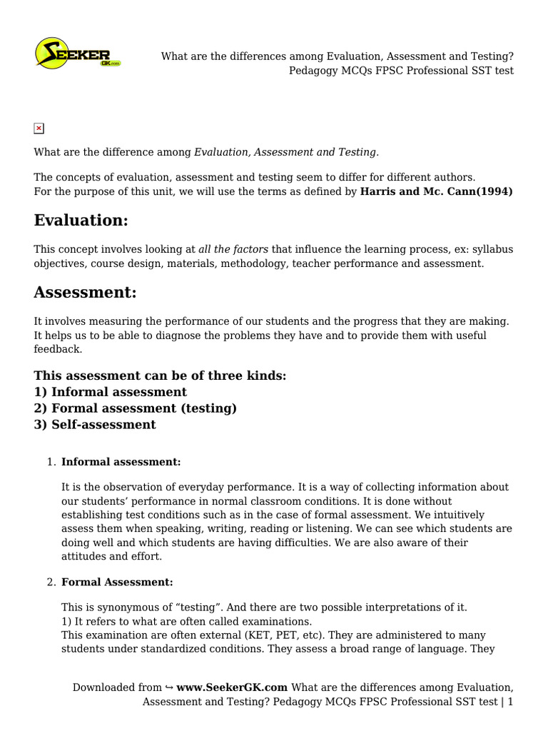 What Are The Differences Among Evaluation Assessment and Testing ...