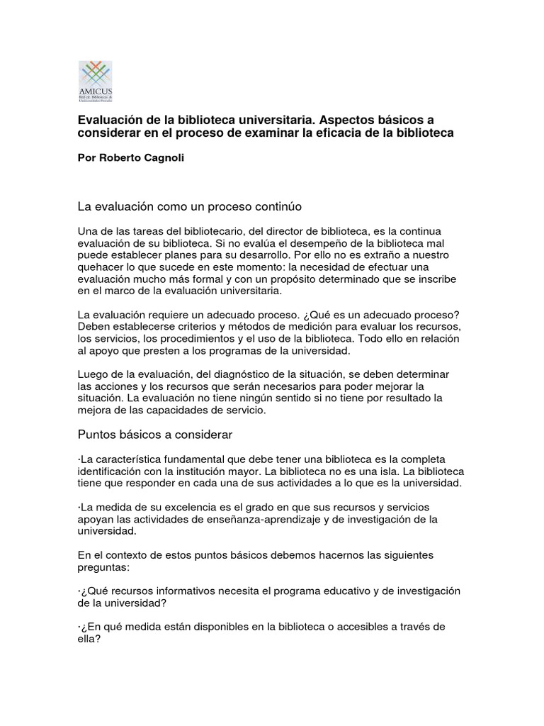 Biblioteca Universitaria | PDF | Evaluación | Bibliotecas