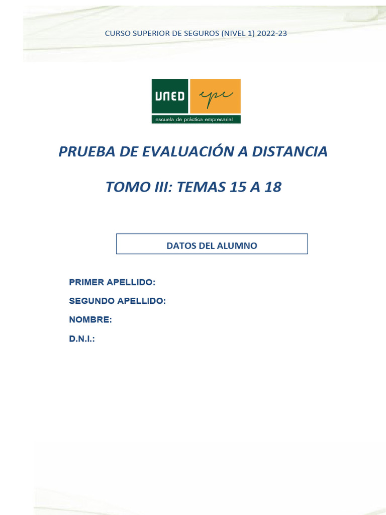 Cuestionario Evaluación Tomo Iii | PDF