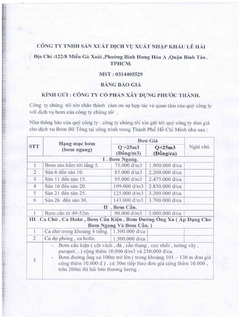 B NG Báo Giá | PDF