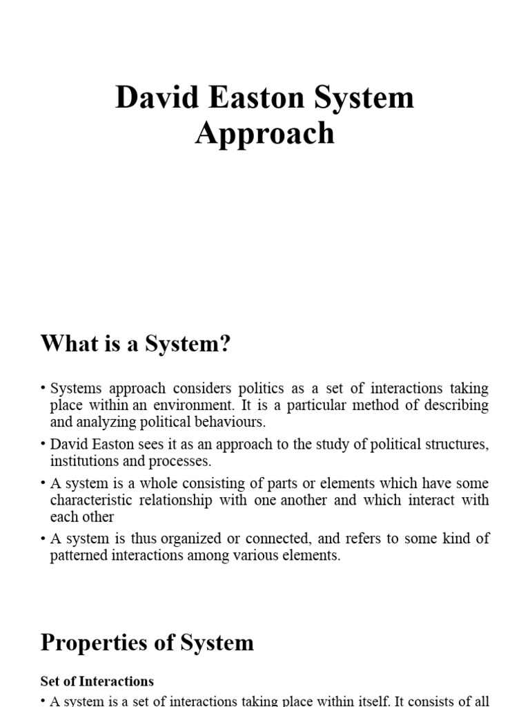 David Easton System Approach 3rd Lec | PDF | Feedback | System