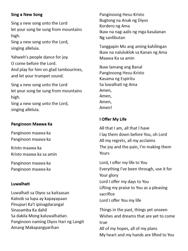 Song Sheet | PDF