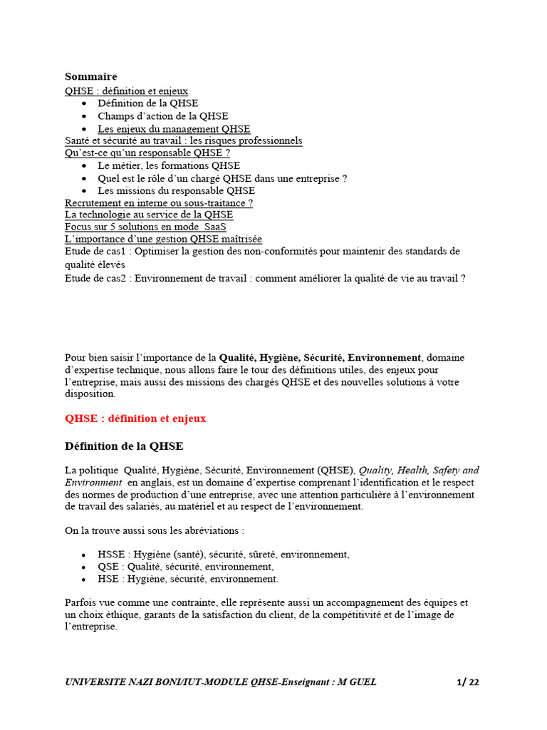 Module Qhse | PDF | Audit | Sécurité