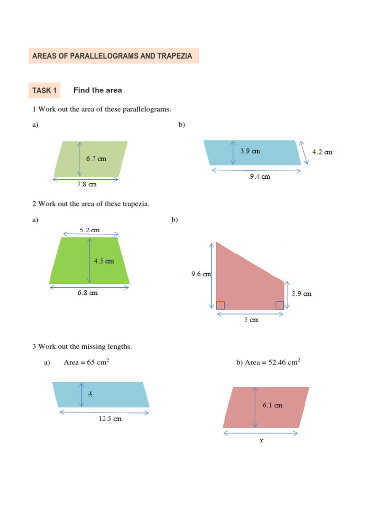 Areas of Parallelograms and Trapezia | PDF
