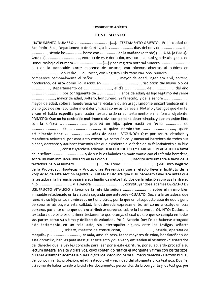 Formato Testamento | PDF