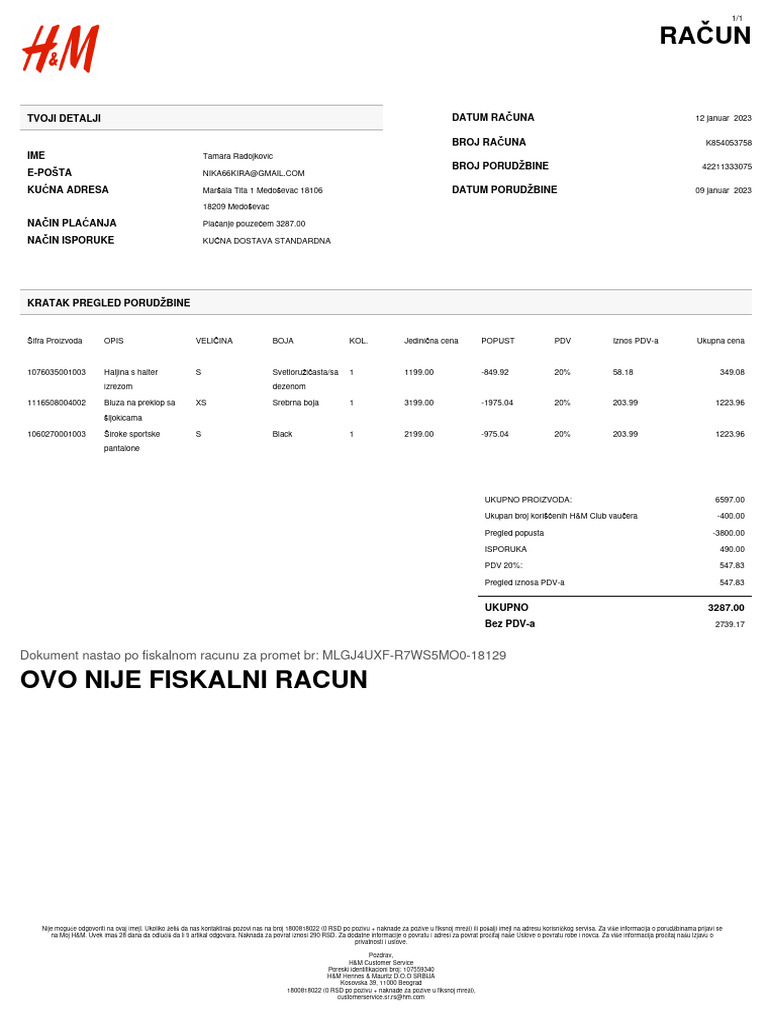 RA UN: Ovo Nije Fiskalni Racun | PDF