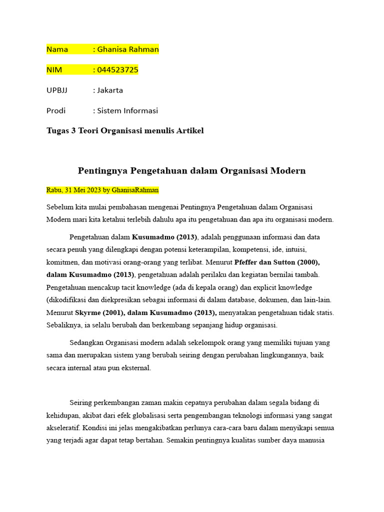 Tugas 3 Teori Organisasi | PDF | Karier & Perkembangan | Sains & Matematika