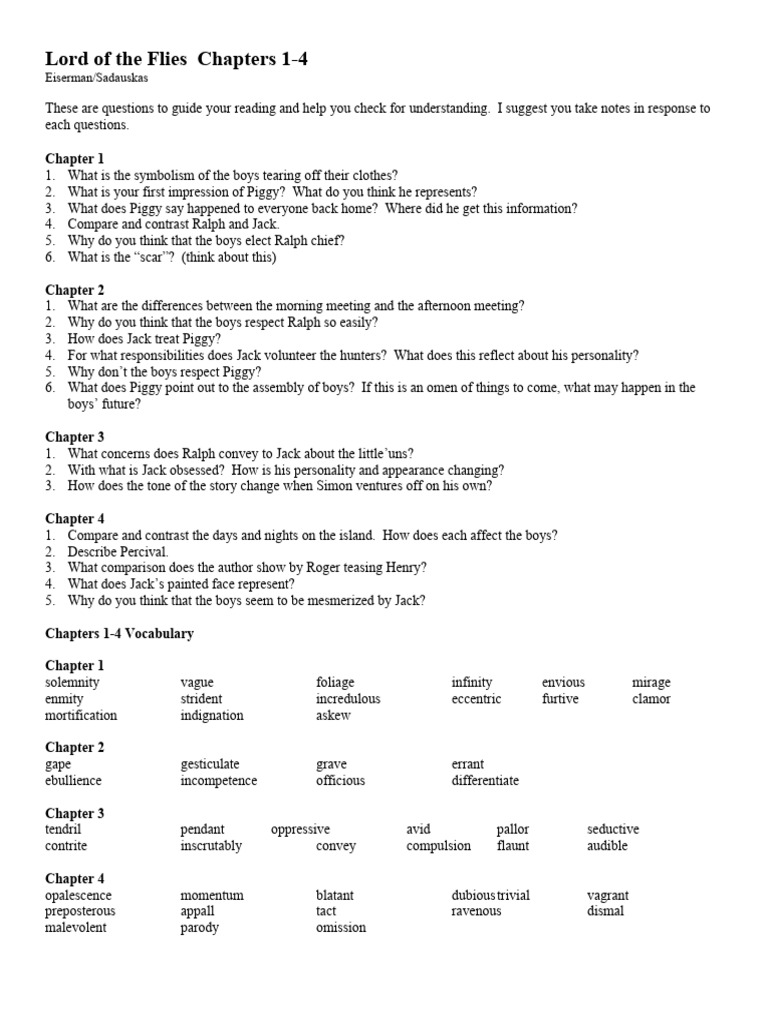 LordofFlies Study Guide Questions | PDF