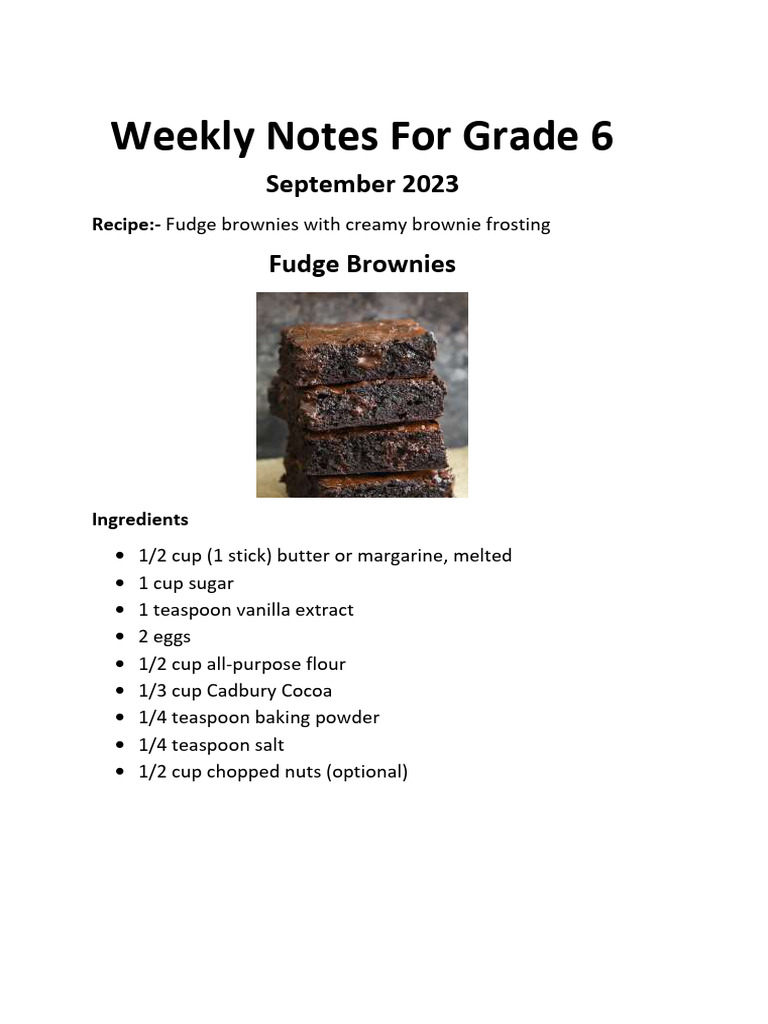 Weekly Notes For Grade 6 | PDF