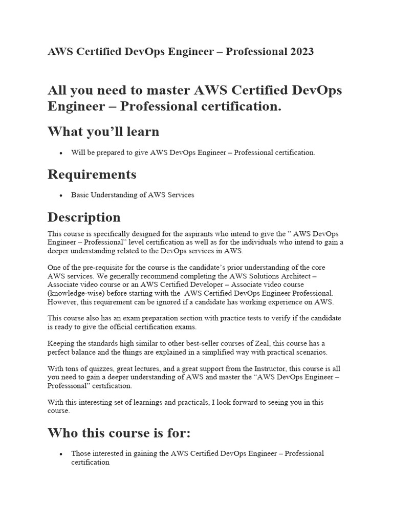 AWS Certified DevOps Engineer | PDF
