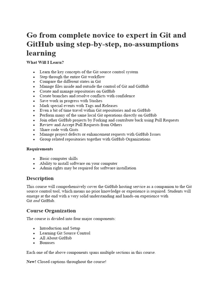 Go From Complete Novice To Expert in Git and GitHub Using Step | Download Free PDF | Version ...