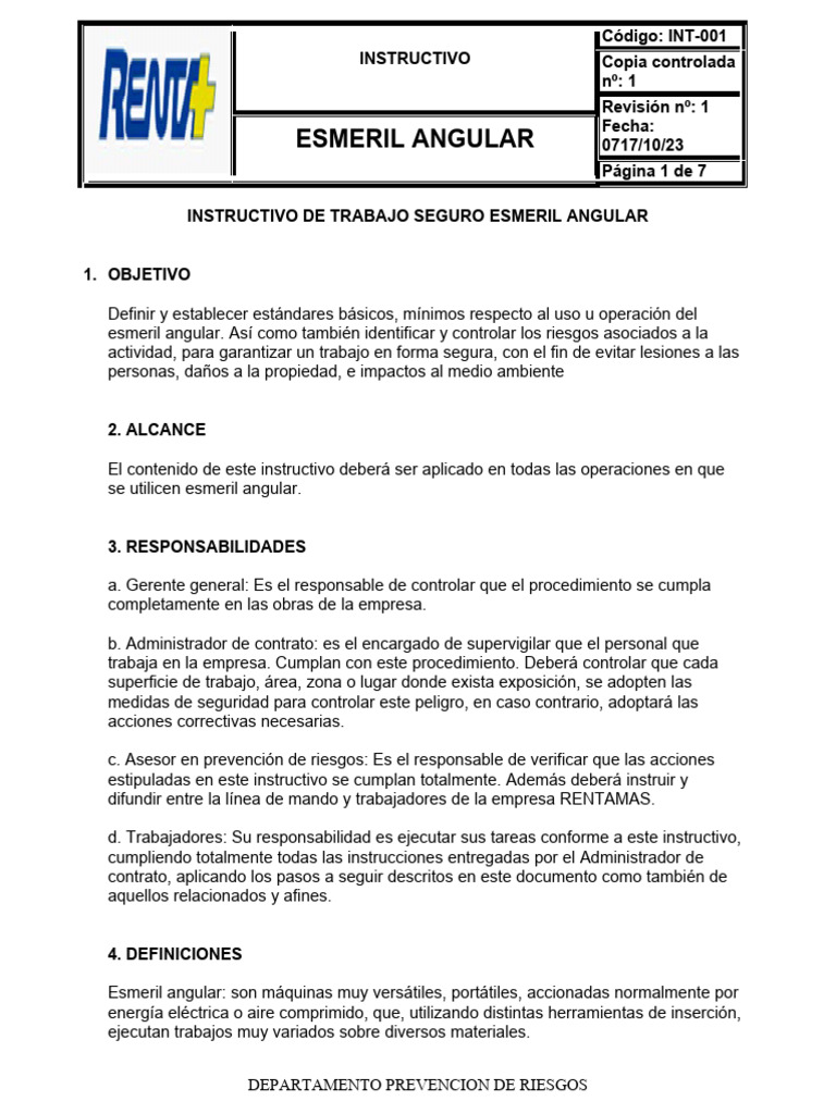 Intructivo Esmeril Angular | PDF | Abrasivo | Tratamiento de aguas ... Intructivo Esmeril Angular | PDF | Abrasivo | Tratamiento de aguas ...