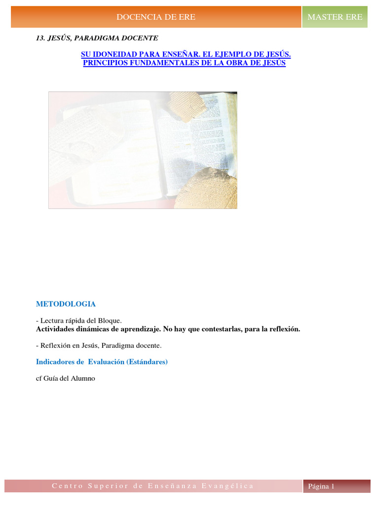 Tema 13 Jesus Su Idoneidad para Ensenar | PDF | Jesús | Enseñando