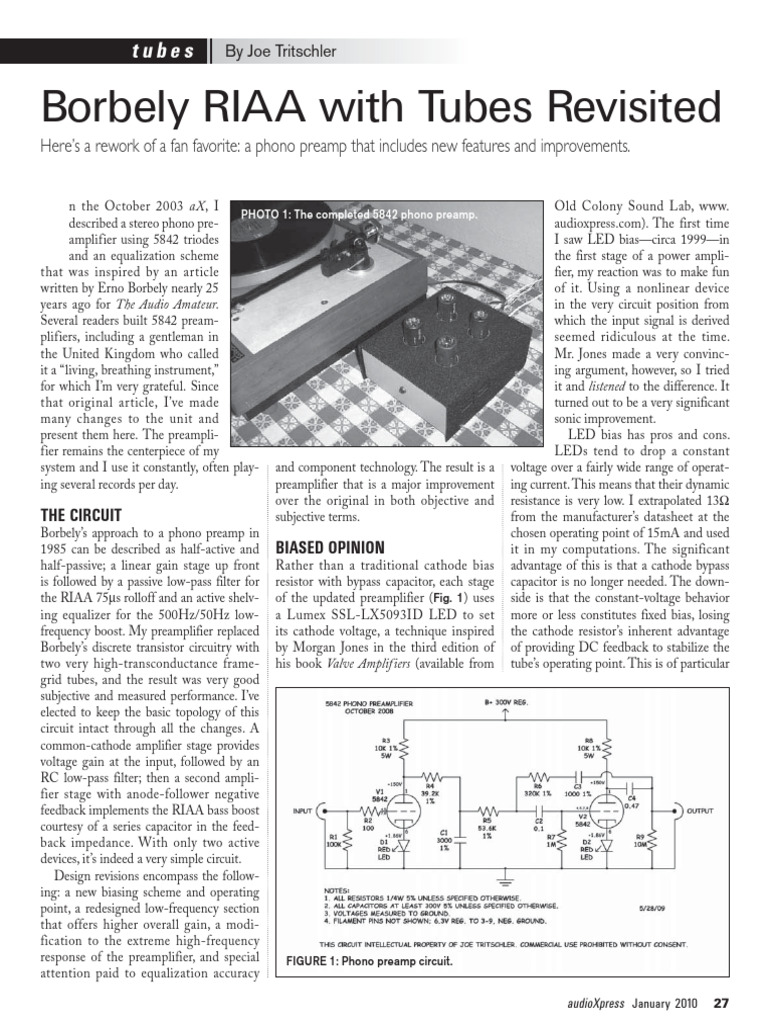 RIAA With Tubes Revisited - Borbely | PDF
