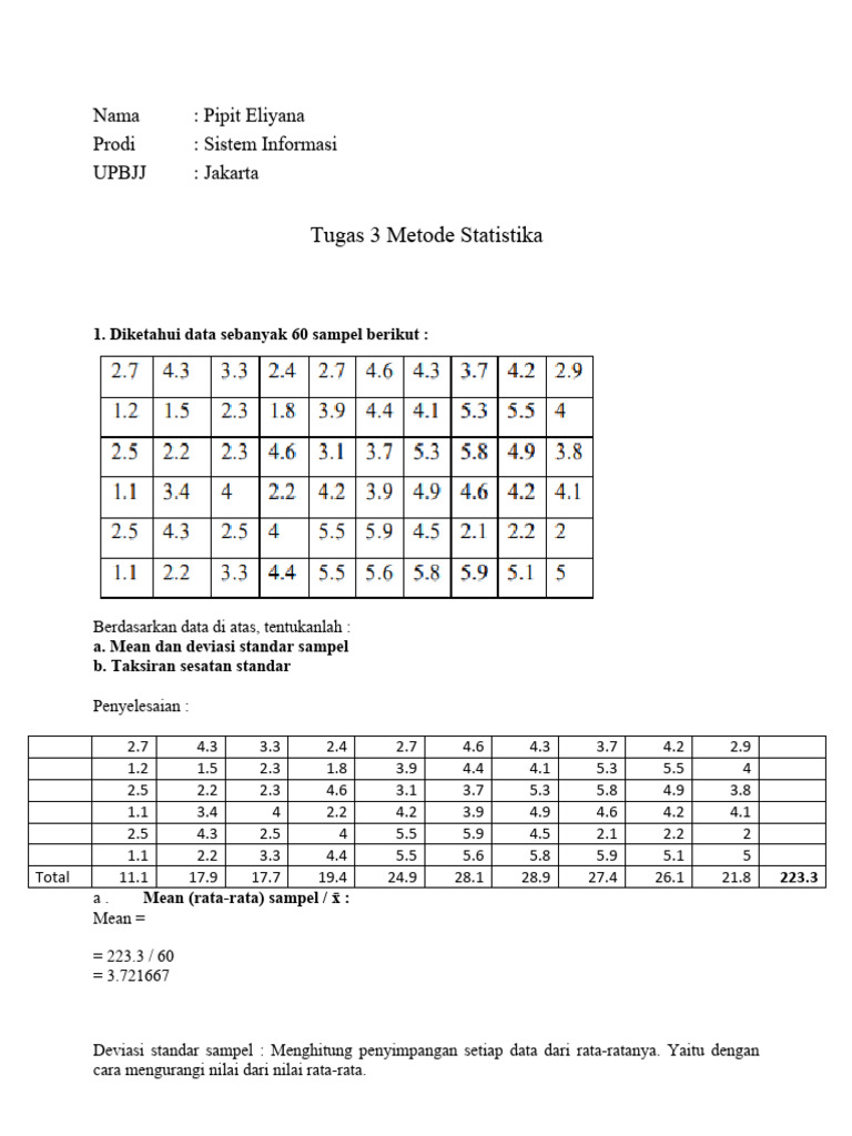 Tugas 3 Metode Statistika | PDF