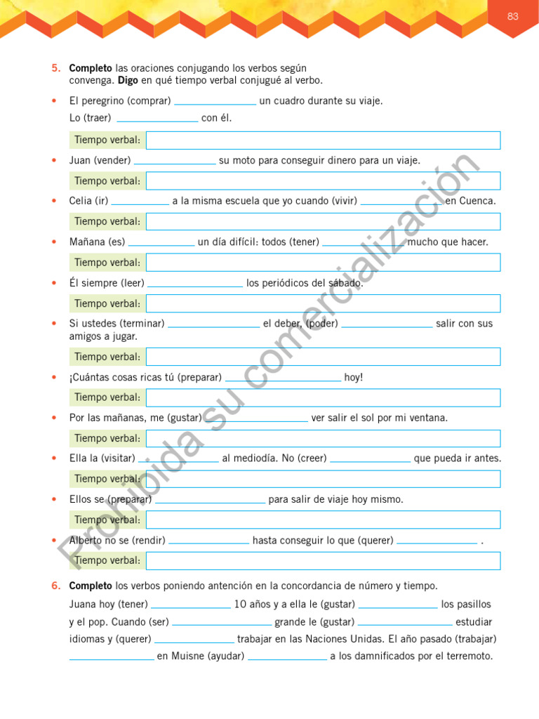 Ejercicios de Conjugación y Voz Verbal | PDF