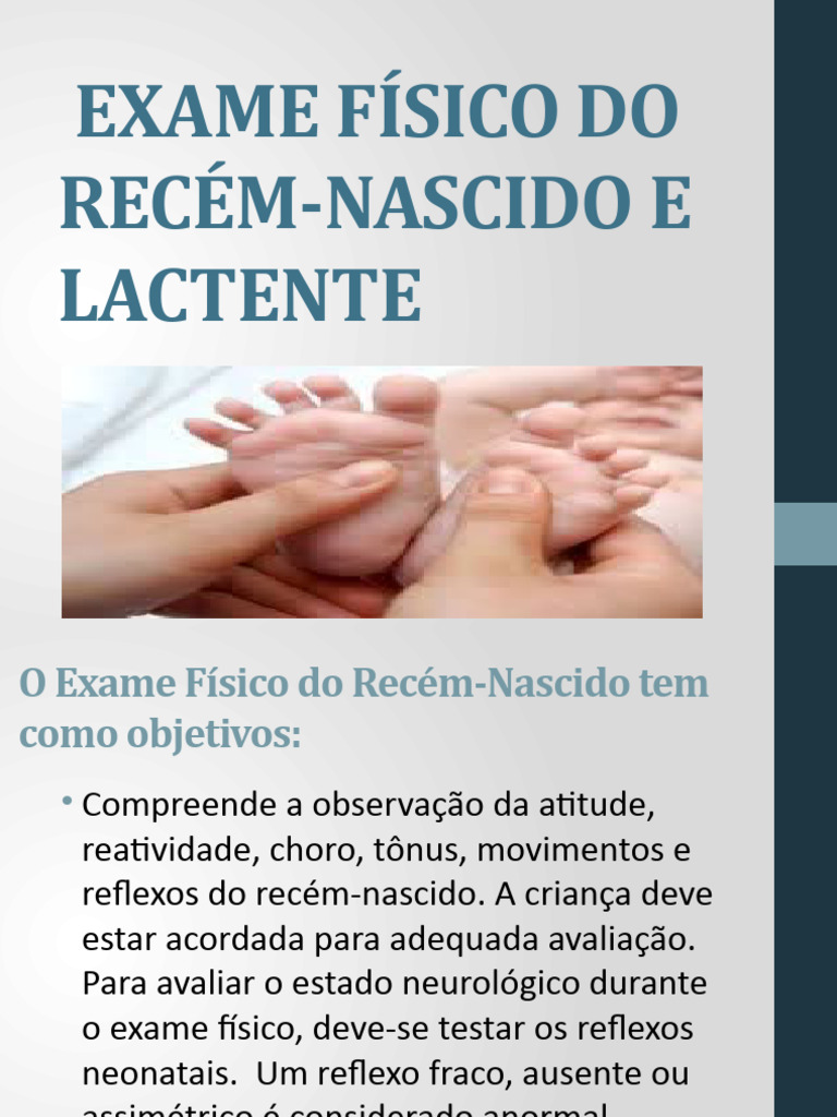 EXAME FÍSICO DO RECÉM-NASCIDO E LACTENTE (UNIG) | PDF | Amamentação ...