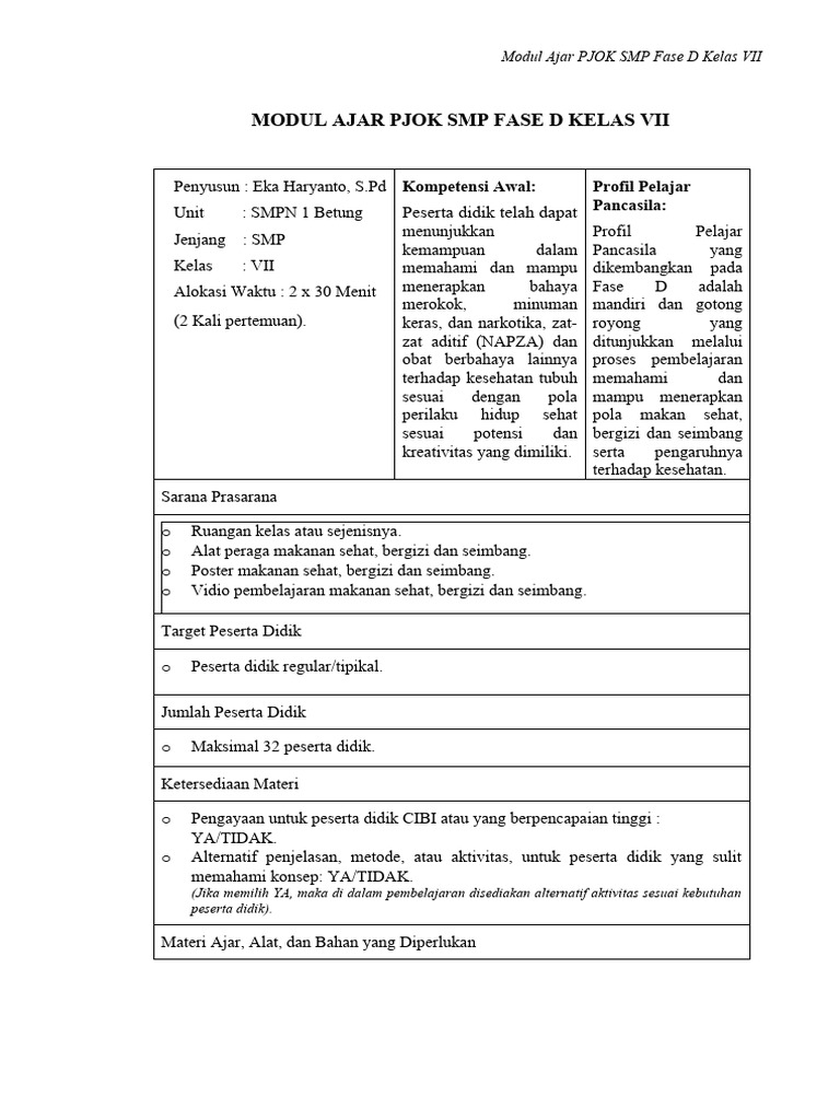 10 Modul Ajar Makanan Sehat Dan Seimbangan - 27 - 07 - 2021 | PDF