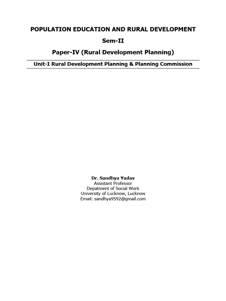 Sandhya Yadav SW Rural Development Planning | PDF | Decentralization ...