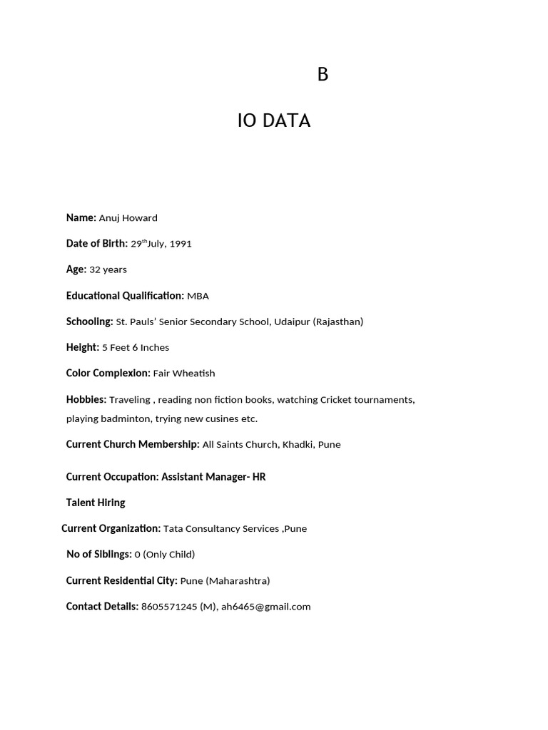 Anuj Bio Data Updated | PDF