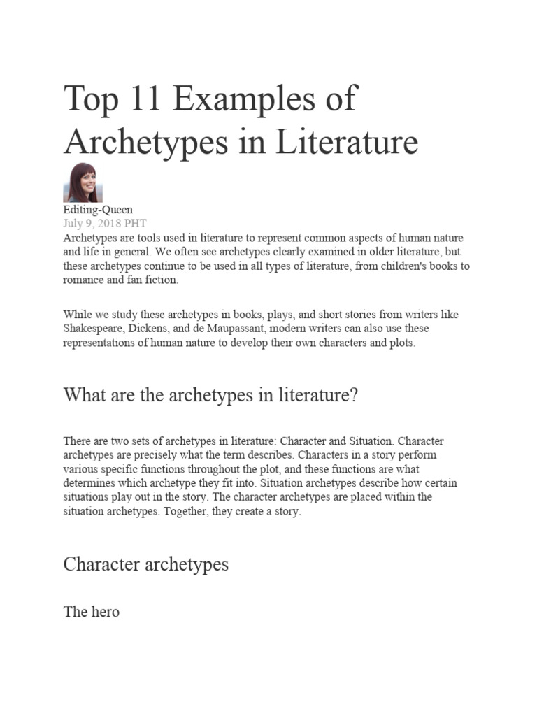 Top 11 Examples of Archetypes in Literature | PDF | Hero