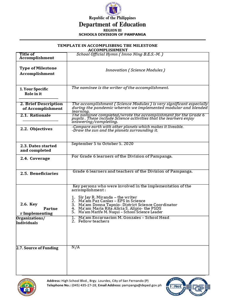 Accomplishment Module Writer | PDF | Cognition | Learning