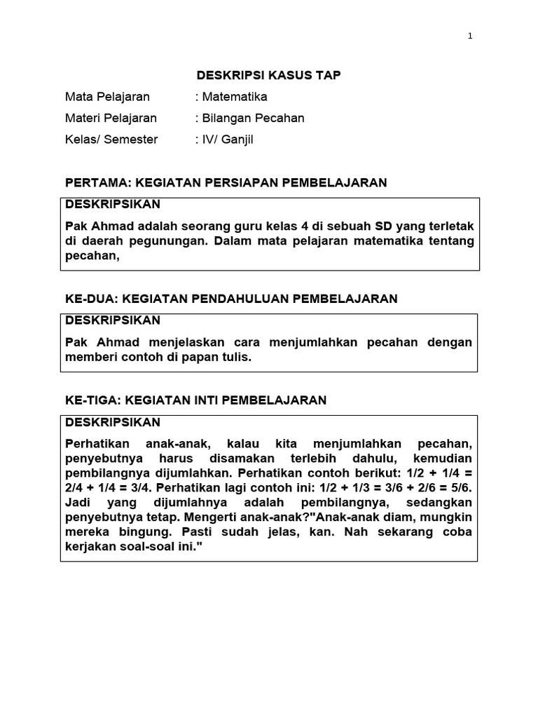 4 - Contoh Deskripsi Kasus Tap | PDF