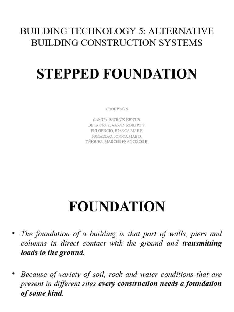 Building Technology 5 (Stepped Foundation) | PDF | Foundation ...