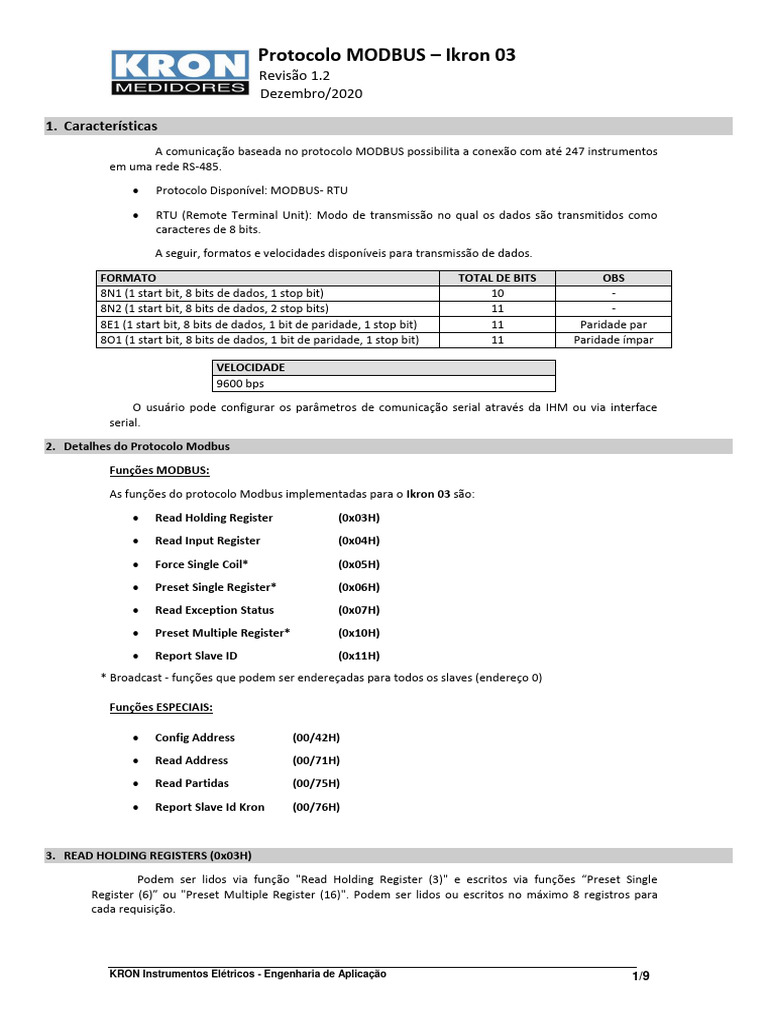 Ikron 03 Modbus Manual | PDF | Arquitetura de computadores | Informática