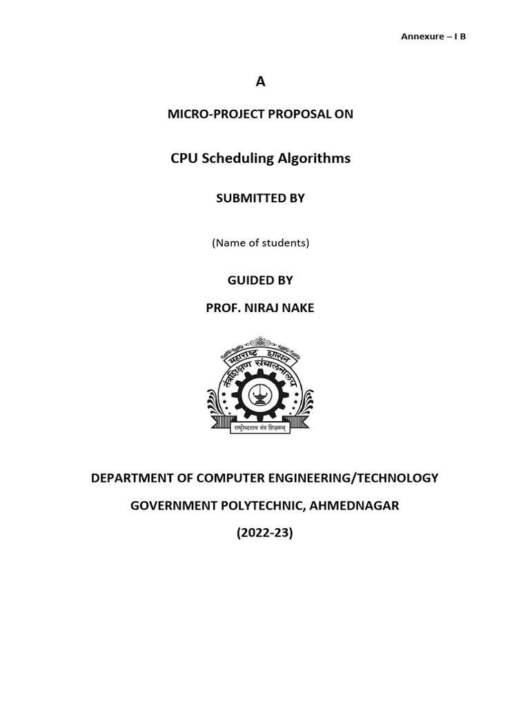 CPU Scheduling Algorithmsproposal | PDF CPU Scheduling Algorithmsproposal | PDF