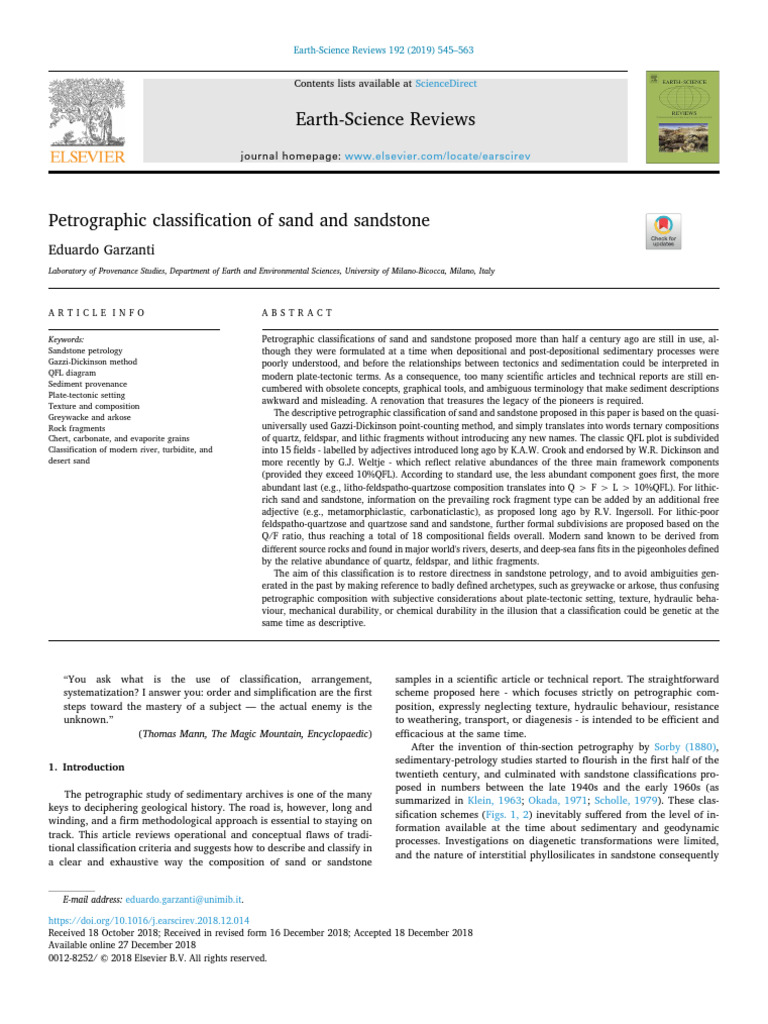 Petrographic Classification of Sand and Sandstone | PDF | Sandstone ...