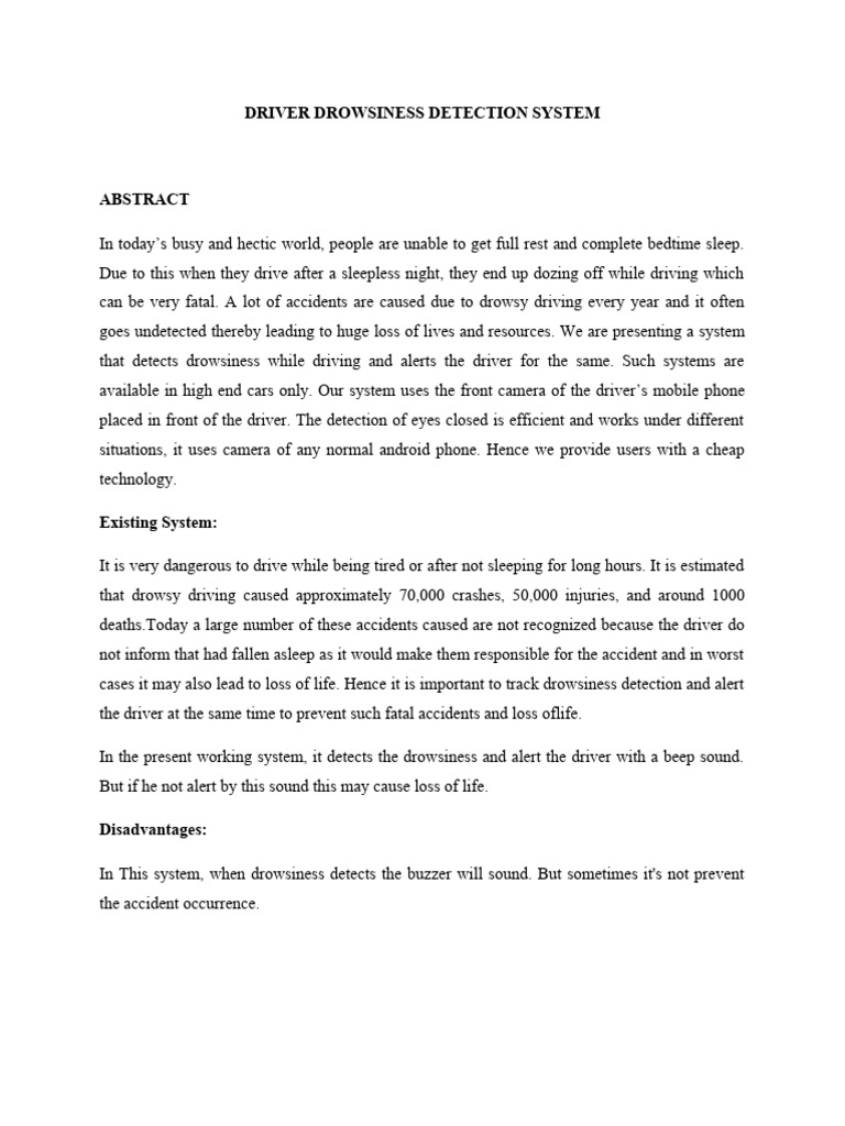 Driver Drowsiness Detection System Pdf Software Testing Parameter Computer Programming