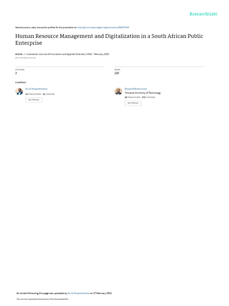 Digitalization in South African HRM | PDF | Human Resource Management ...