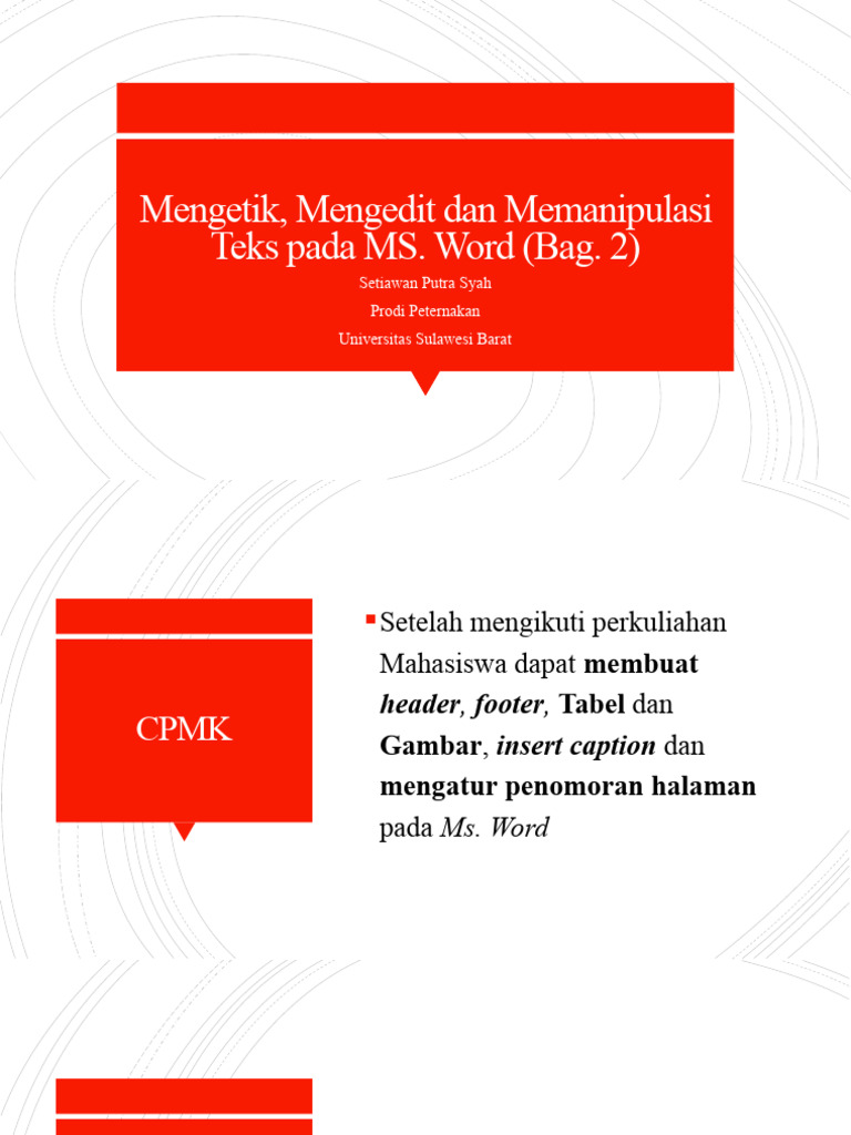 Minggu - V - Mengetik, Mengedit Dan Memanipulasi Teks Pada MS. Word (Bag. 2) | PDF