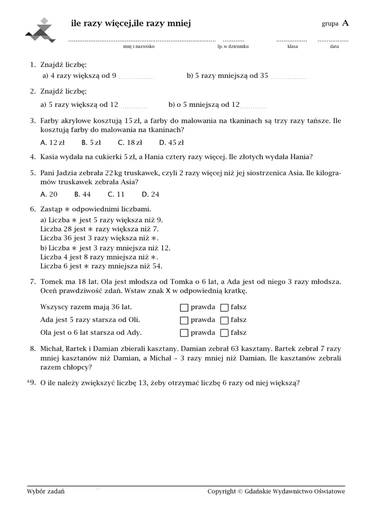 Ile Razy Więcej, Ile Razy Mniej | PDF