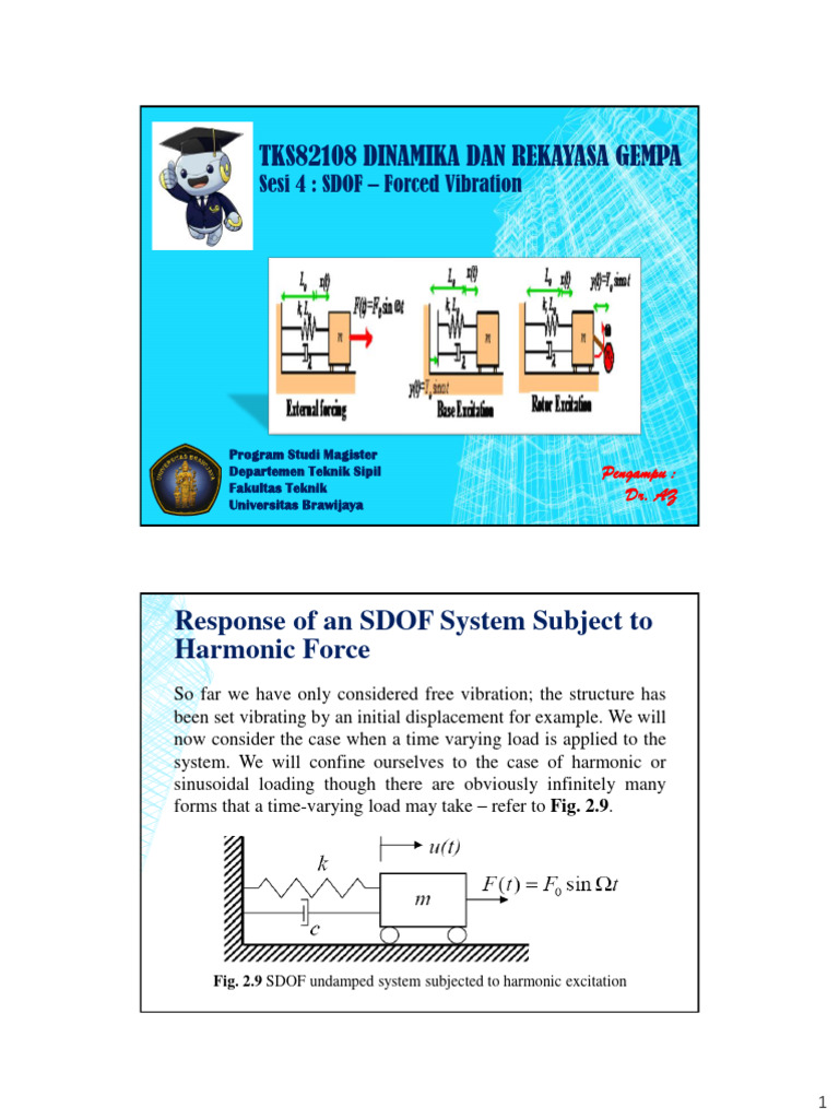 DRG Sesi 4 SDoF Forced Vibration | PDF | Resonance | Applied And ... DRG Sesi 4 SDoF Forced Vibration | PDF | Resonance | Applied And ...