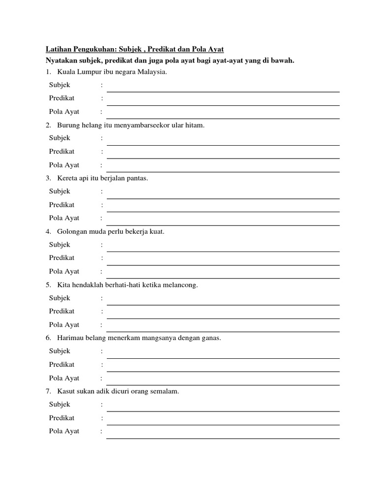 Latihan Kata Dasar Dan Pola Ayat | PDF