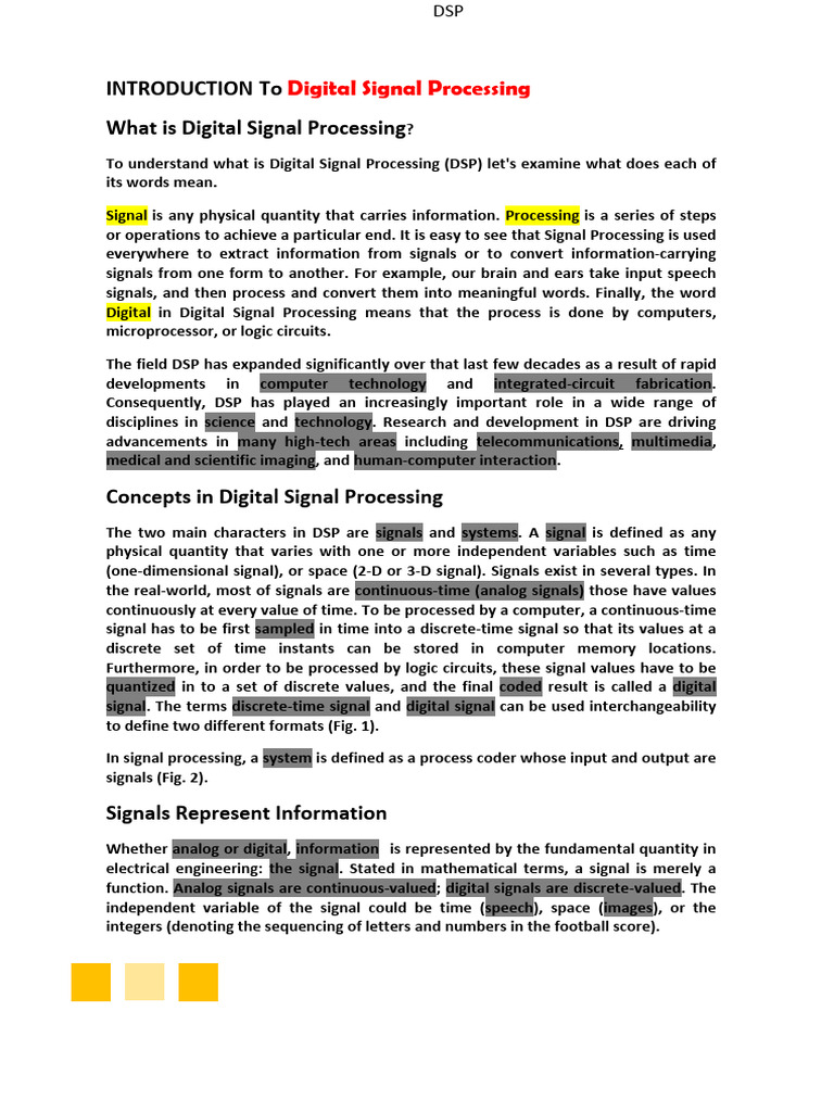 Introduction To What Is Digital Signal Processing | PDF | Digital Signal Processing | Sampling ...