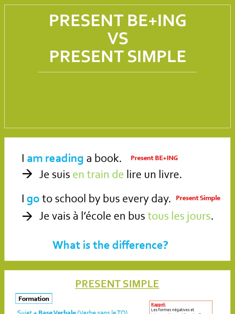 Present Be+Ing Vs Present Simple | PDF | Verbe | Typologie linguistique