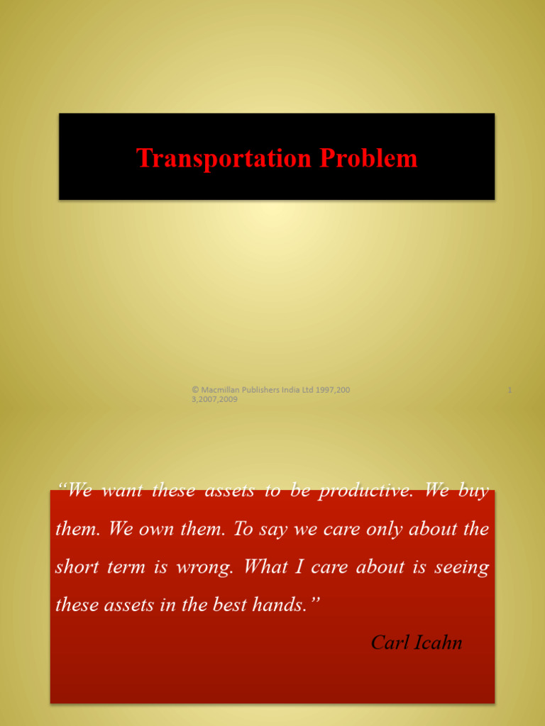 Transportation Problem Pdf Equations Applied Mathematics