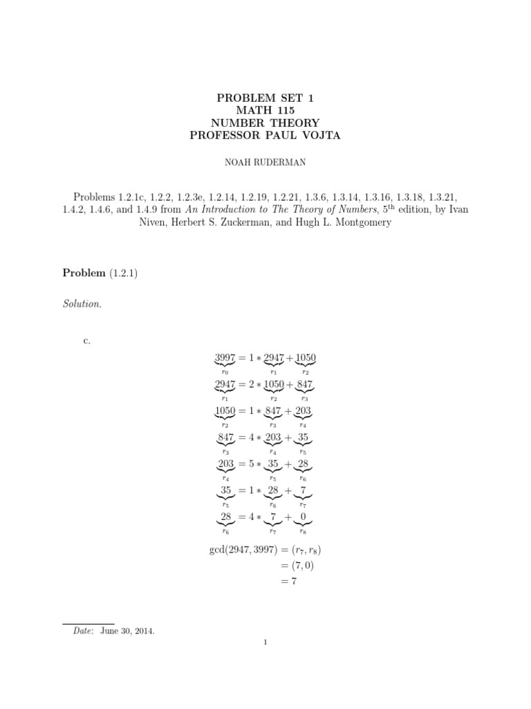 Number Theory Homework 1 | PDF | Numbers | Mathematics