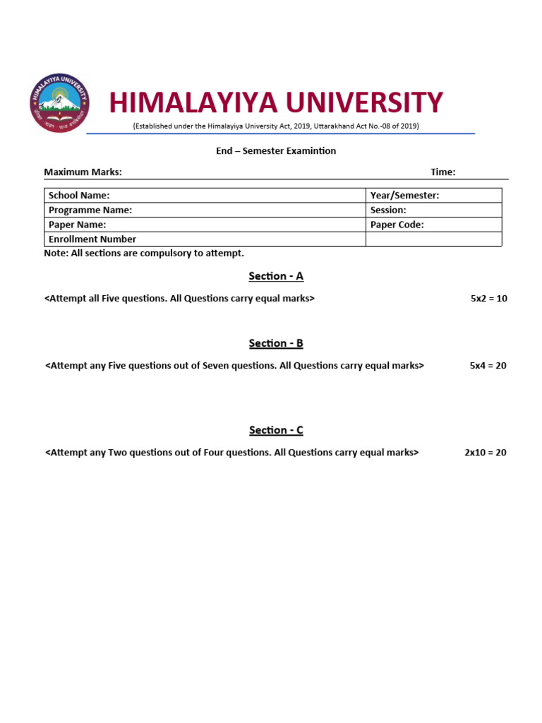 Question Paper Format-1 | PDF