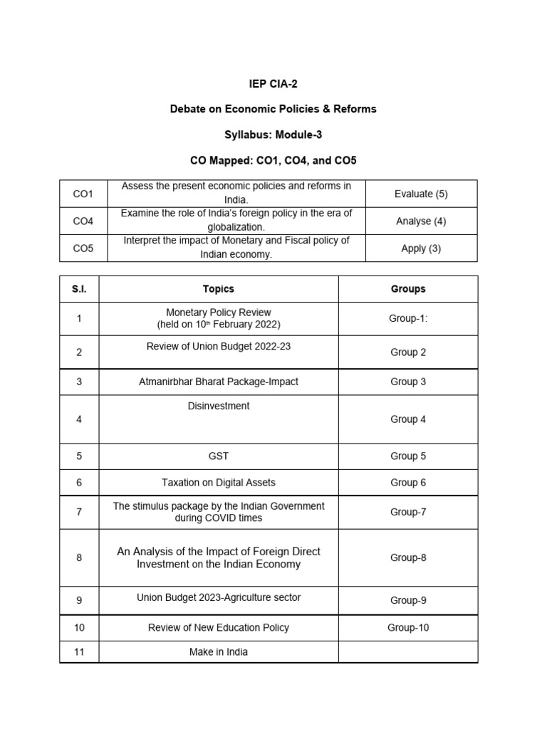 Economic Policies & Reforms in India | PDF | Economies | Macroeconomics