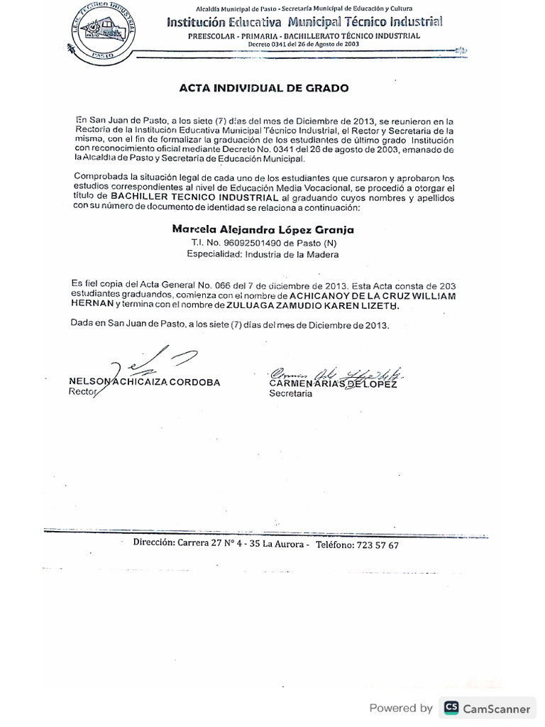 Acta Bachiller | PDF